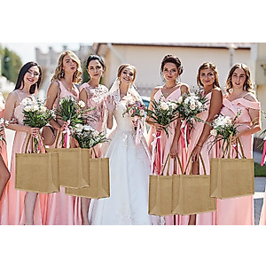 YOTNUS 10 Pack Burlap Jute Tote Bag, Reusable Grocery Bags with Handle Waterproof Beach Bag Bulk, Market Bag Burlap, Gift Bags, Large DIY Blank Tote for Wedding, Bridesmaid Bachelorette Bags