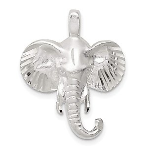 Jewelry Stores Network Elephant Head Pendant In 925 Sterling Silver 27 mm x 23 mm