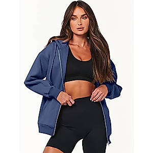 ANRABESS Oversized Hoodies for Women Long Sleeve Hooded Sweater Fall Jacket Fleece Sweatshirt Casual Comfy 2023 Trendy Y2K Clothes Teen Girls A989dianlan-M Navy Blue