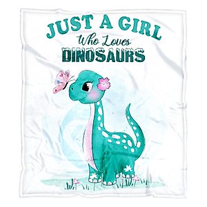 Dinosaur Blanket for Girls Dinosaur Gifts for Girls - Just A Girl Who Loves Dinosaurs - Soft Cozy Flannel Throw Sofa Bed Lightweight Plush Kids Blankes 40x50 Inches
