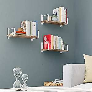 Wallniture Toledo 17"x6" Floating Shelves for Wall Storage, Wall Shelf for Living Room, Bathroom Organization, Bedroom, Office & Kitchen Shelves Burnt Finish Set of 3