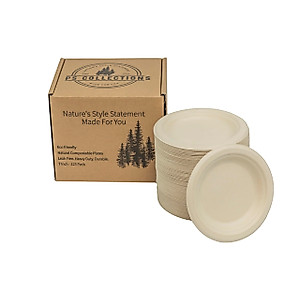 COMPOSTABLE 7 inch [125 pack] PLATES Biodegradable Disposable Party Plates for Weddings, Birthday, Picnic, Camping, Household, Kids, Corporate and more
