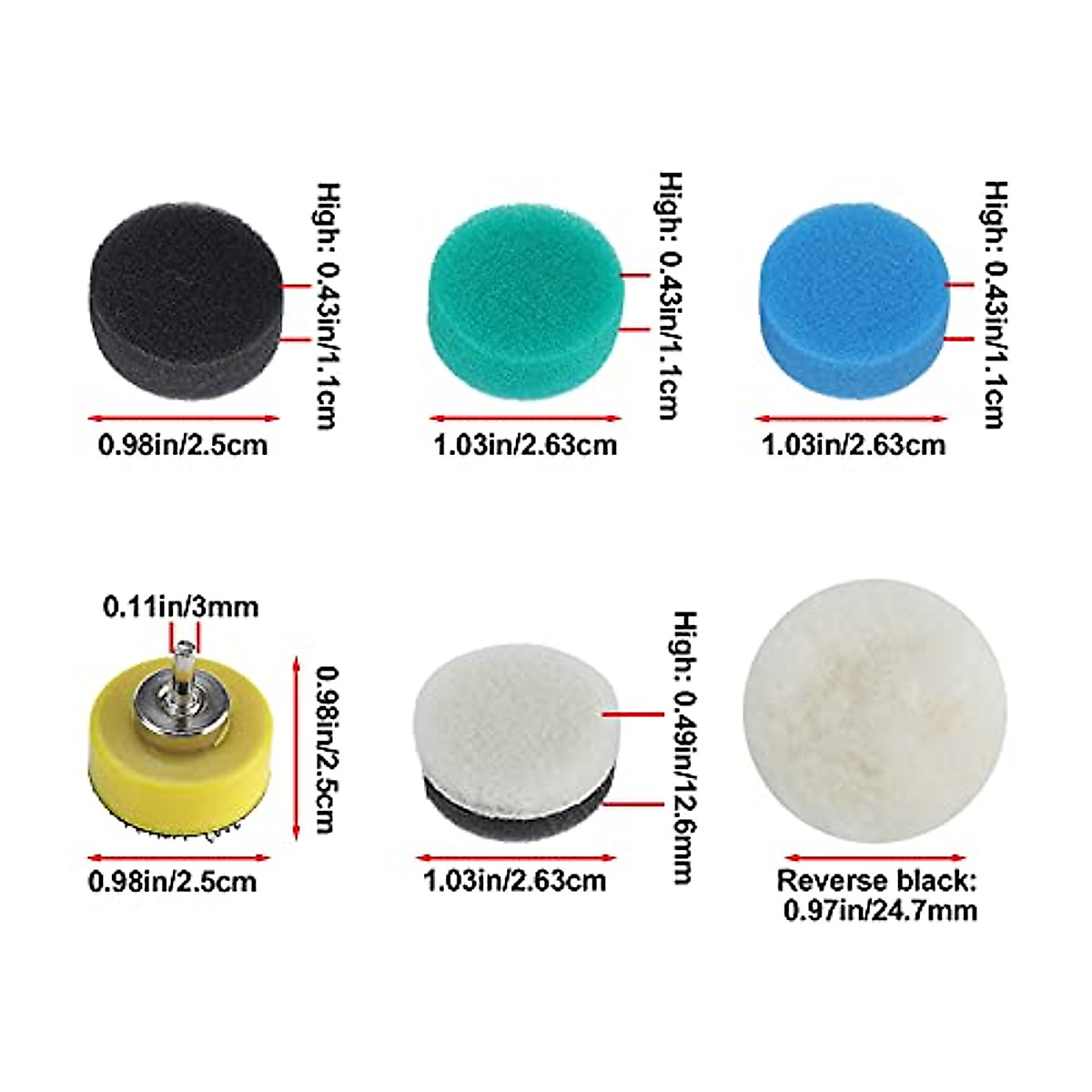 AuInLand Mini Detail Polisher Pads 1 Inch Buffing Pad Kit Car Detailing Drill Polish Pads Auto Polisher Machine Set