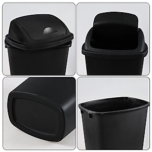 Ramddy 6 Gallon Kitchen Swing Top Garbage Can, 4-Pack Plastic Trash Can with Swing Lid, Black