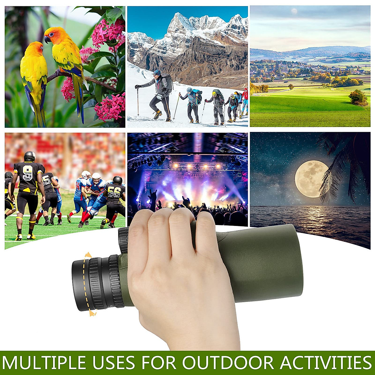 30x50 HD Monocular Telescope with Smartphone Adapter, Upgraded Tripod - High Power Zoom Monocular with Clear Low Light Vision for Star Watching - Lightweight Monocular for Bird Watching Hunting