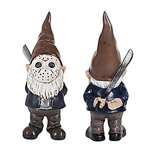 ULUZE Garden Gnomes Jason Movie Little Gnomes for Office Indoor Decor Gnomes Decorations for Yard 8" Tall Halloween or Garden Decoration- Brown