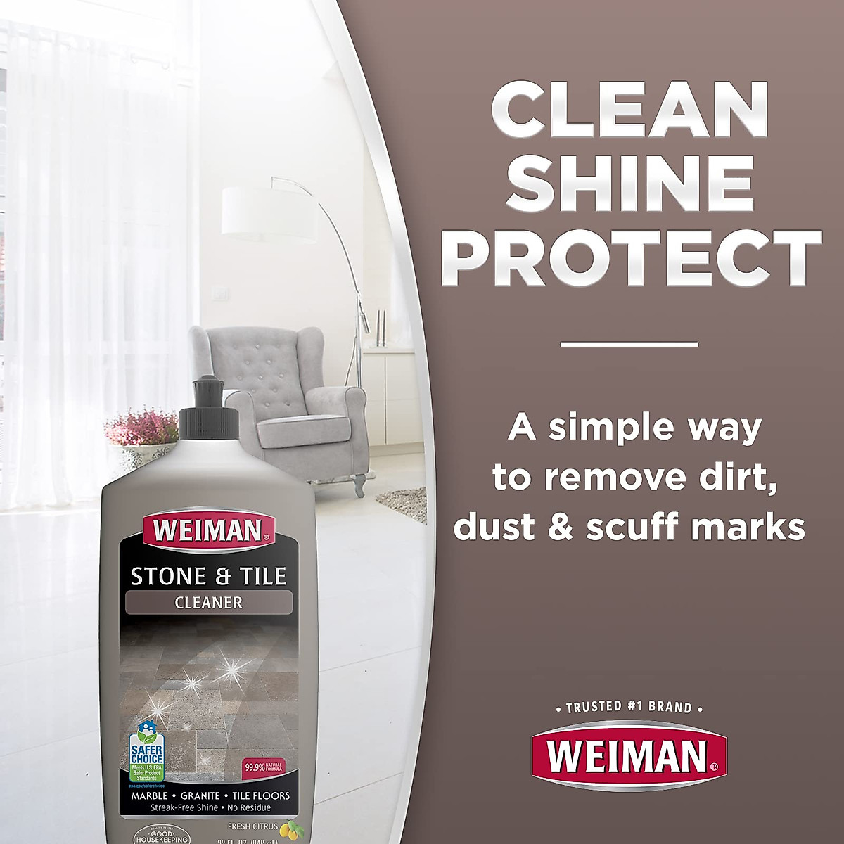 Weiman Stone Tile and Laminate Cleaner - 32 Ounce - Professional Tile Marble Granite Limestone Slate Terra Cotta Terrazzo and More Stone Floor Surface Cleaner