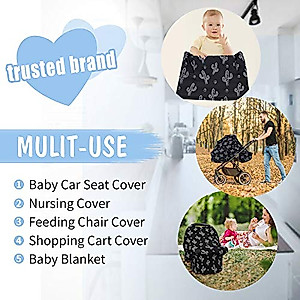 Baby Car Seat Covers, Multi-use Nursing Breastfeeding Covers, Infant Car Seat for Baby Boys&Girls, Stretchy Shopping Cart Cover Ups, Shower Gift for Boys & Girls (Cactus)