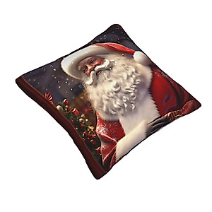 VTCTOASY Santa Claus Print Throw Pillow Covers Fashion Throw Pillow Case Soft Couch Pillows Decorative Square Pillow Covers for Sofa Living Room 20"x20"