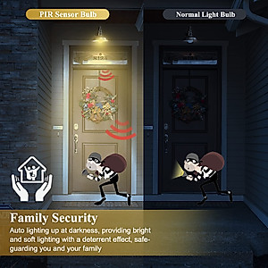 DiCUNO Motion Sensor Light Bulbs Outdoor, 60W Equivalent, Motion Activated Dusk to Dawn Security LED Bulb, Body Motion Sensor Bulb for Front Porch, 810LM, 2700K Warm White, 2 Pack