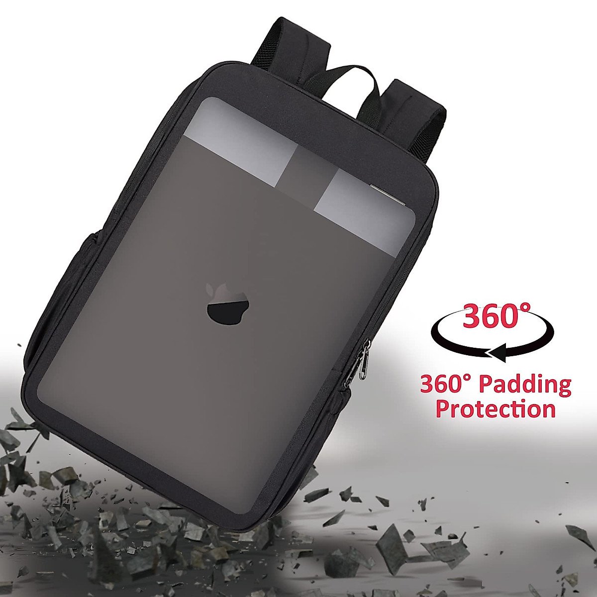 MAXTOP Deep Storage Laptop Backpack with USB Charging Port[Water Resistant] College School Computer Bookbag Fits 16 Inch Laptop,Black