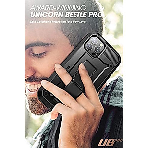 SUPCASE Unicorn Beetle Pro Series Case for iPhone 12 Pro Max (2020 Release) 6.7 Inch, Built-in Screen Protector Full-Body Rugged Holster Case(Black)
