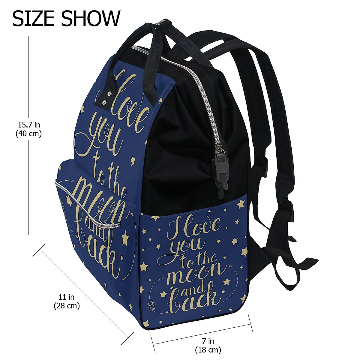 My Little Nest Large Capacity Baby Diaper Bag I Love You to The Moon and Back Durable Multi Function Travel Backpack for Mom Girls