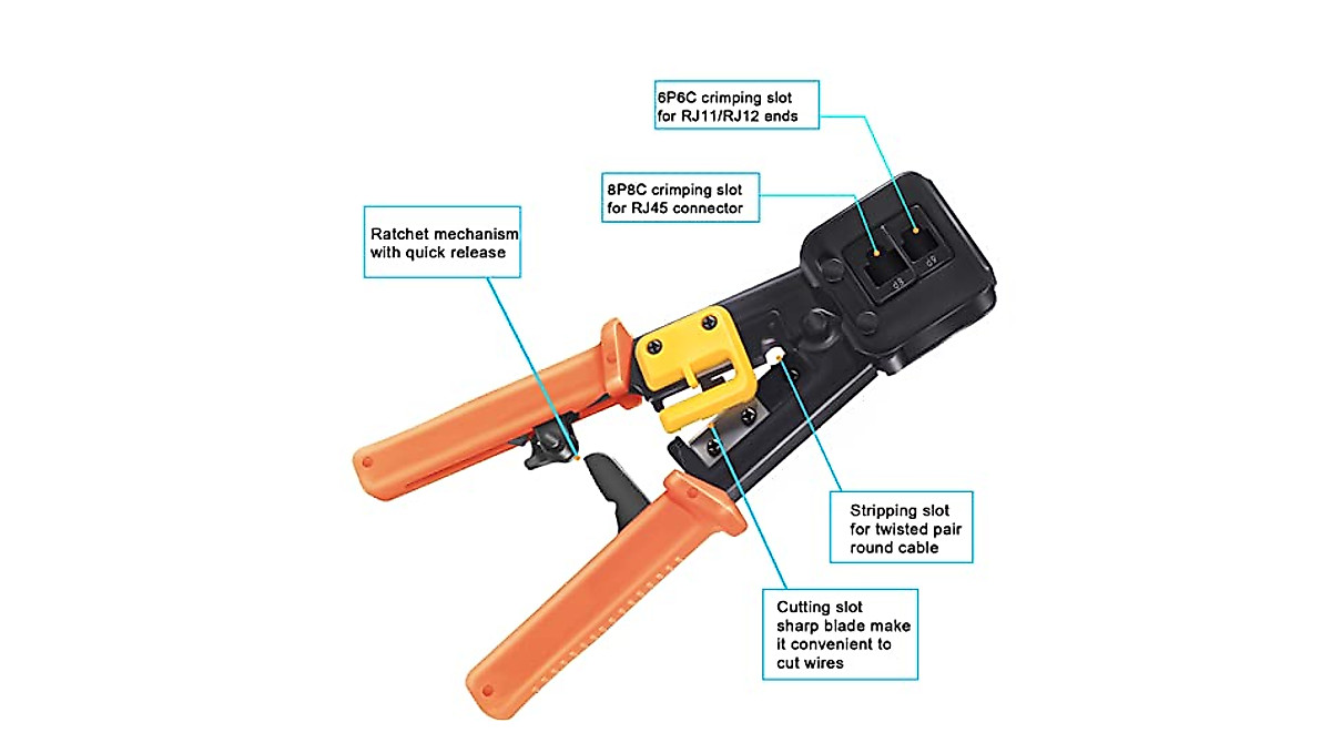 RJ45 Crimp Tool: Ethernet Crimper & 50 Connectors