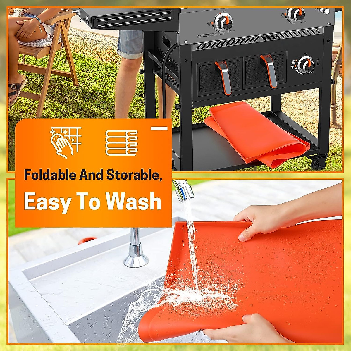 i-FSK Heavy Duty Silicone Griddle Mat (1.98 lbs) for Blackstone 36", All-Season Cover, Effortless Cleaning Accessory