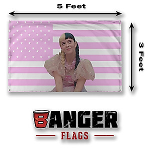 Banger - Melanie Martinez Pink American USA Flag Cry Baby Crybabies Pop Artist Motivational Inspirational Office Gym Wall Dorm Decor Design on a 3X5 Feet Flag with 4 Grommets for Easy Wall Hanging. Authentic BANGER FLAG