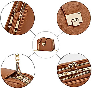 forestfish Ladies Black PU Leather Shoulder Bag Evening Clutch Purse Crossbody Bag with Metal Chain Strap, Khaki