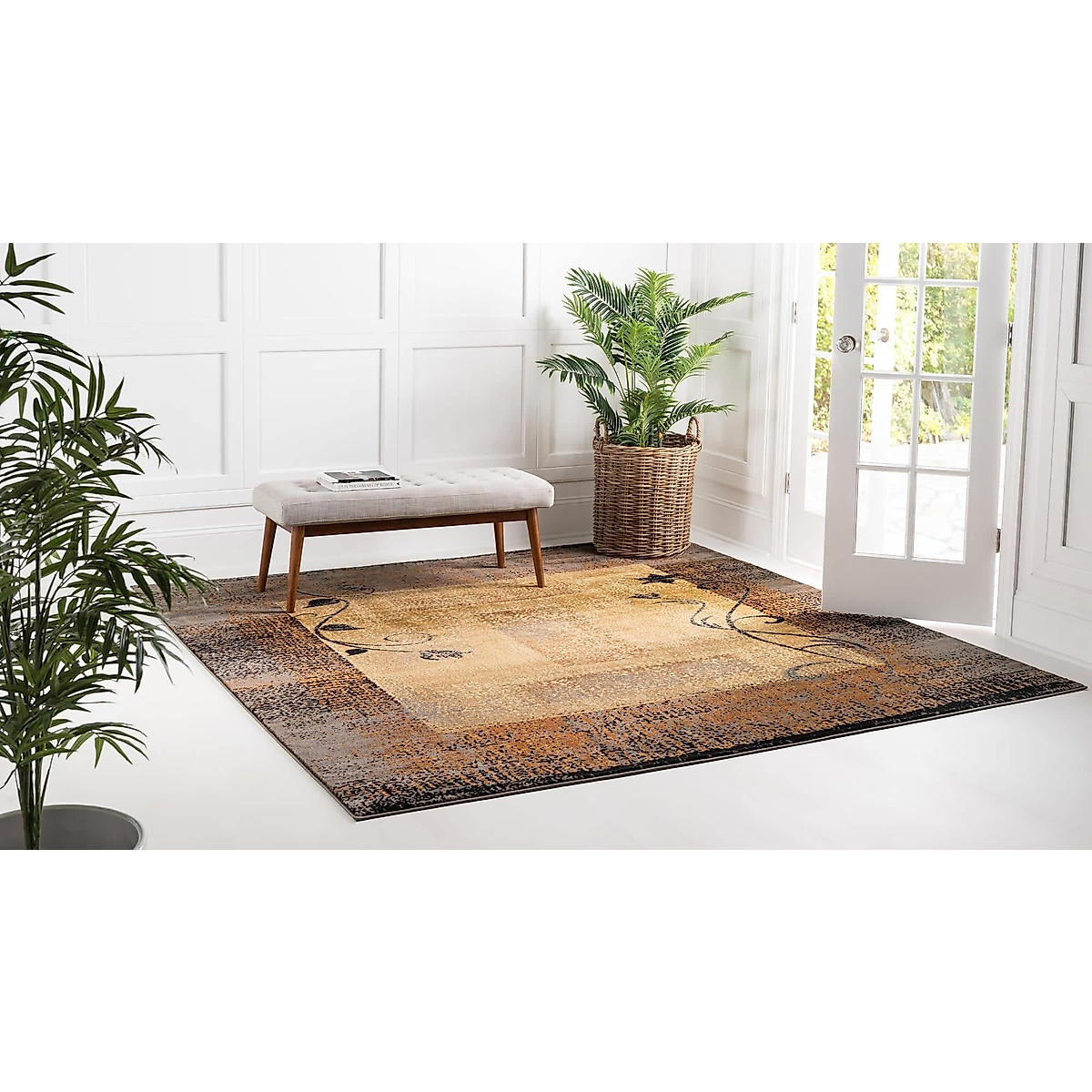Unique Loom Barista Collection Area Rug - Excelsa (7' 10" Square, Beige/ Brown)
