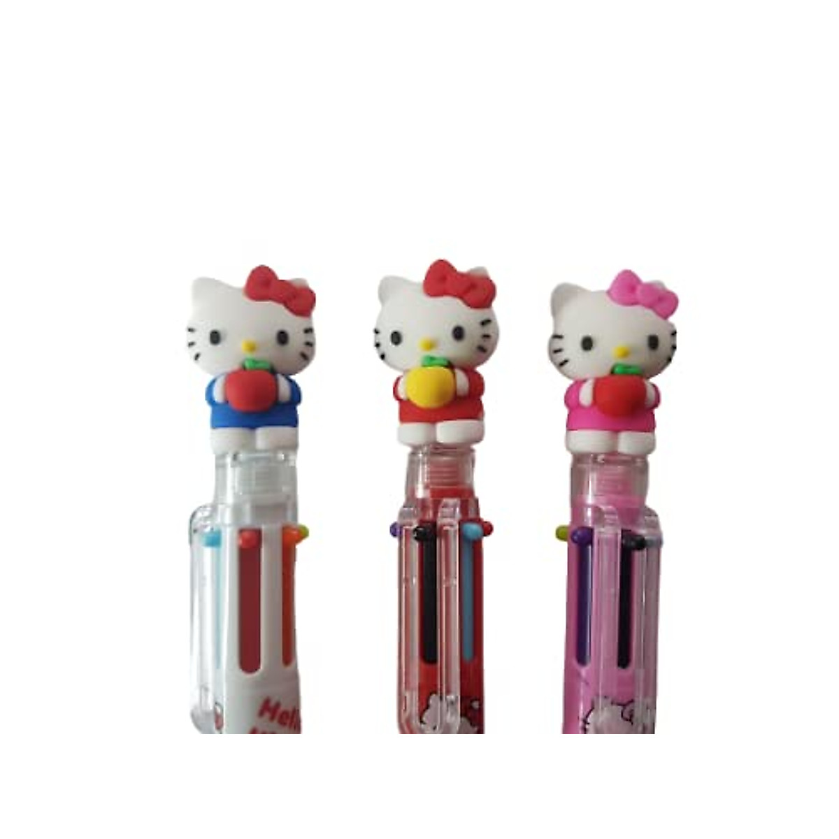 Hello Kitty 0.7mm 6-Color Multicolor Ballpoint Pen w/Hello Kitty Figure 1PC (Pink)