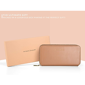 SERMAN BRANDS Women's Classic Clutch Wallets for Women RFID Blocking. Black Purse Card Wallet w. Phone Holder (Iconic)