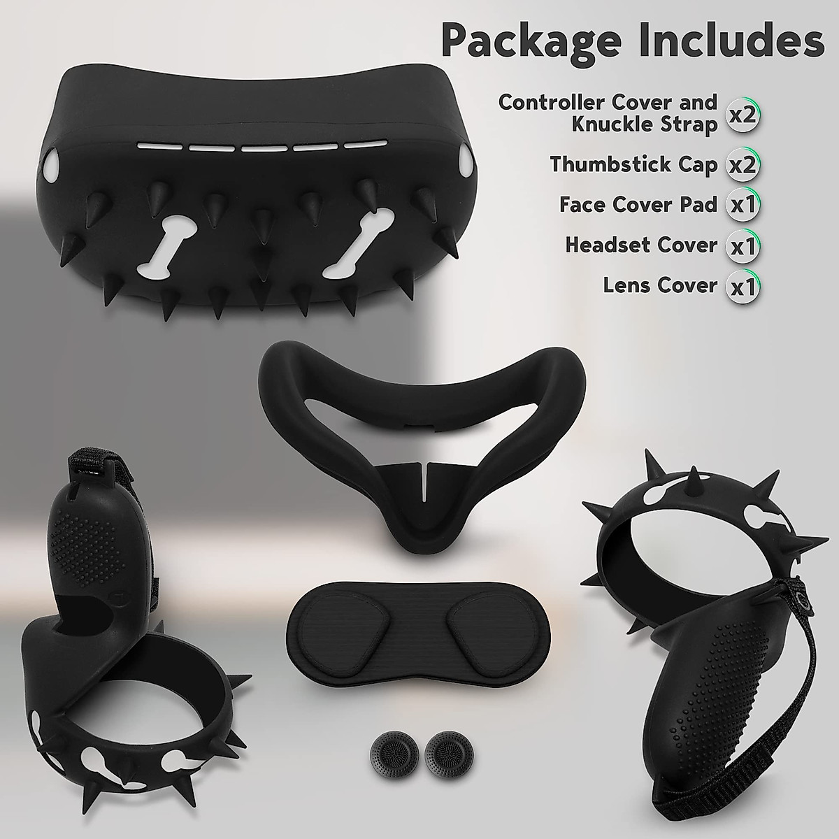 VRplix Latest Cover for Meta Quest 2 Accessories, Silicone Cover Set Compatible with Oculus Quest 2 Accessories Enhanced Oculus Quest 2 Skin, Unique Design Protective Cover