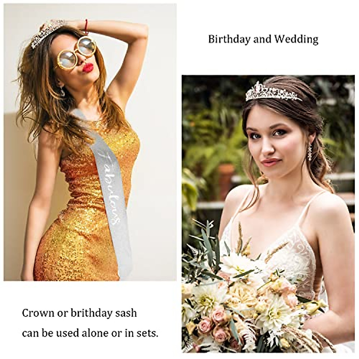 30th Birthday Decorations for Women, Silver 30 & Fabulous Birthday Sash and Tiara for Women, 30th Birthday Sash 30th Birthday Gifts for Her 30 Birthday Decorations Birthday Crown