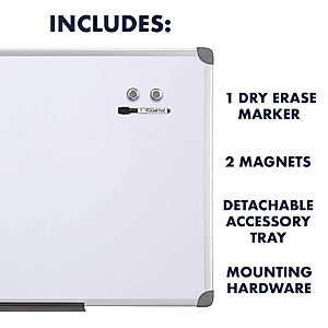 Quartet Whiteboard, Dry Erase Board, Magnetic, 2' x 3' White Board, Includes One Quartet Dry Erase Marker & Marker Tray, Euro Style Aluminum Frame (UKTE2436-ECR)