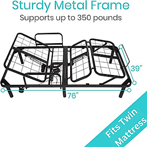 Vive Adjustable Bed Base Frame (Twin) - Electric Heavy Duty Metal Platform Bed Frame with Adjustable Base for Hospital Mattress - Remote for Head, Leg & Foot Incline - Dual USB Ports - Easy Assembly