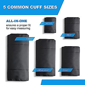 Primacare DS-9185 Aneroid Sphygmomanometer and Blood Pressure Cuff Set with Portable Case, 5 Sized Nylon Cuffs with Deflation Valve, BP Cuff Manual Kit for Infant, Child, Adult, Large Adult, Thigh