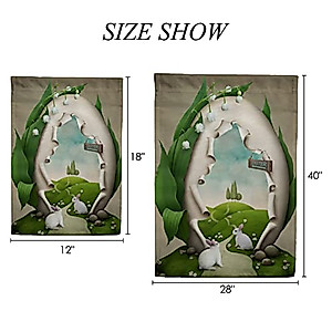 My Little Nest Seasonal Garden Flag Easter Egg Rabbits Vertical Garden Flags Double Sided for Home Farmhouse Yard Holiday Flag Outdoor Decoration Banner 12"x18"