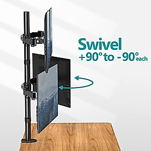 MOUNT PRO Quad Monitor Stand, 4 Monitor Mount for 13 to 27 inch Computer Screens, Hold up to 17.6lbs Each, Fully Adjustable Stacked 4 Monitor Desk Mount, VESA Mount, C clamp/Grommet Base