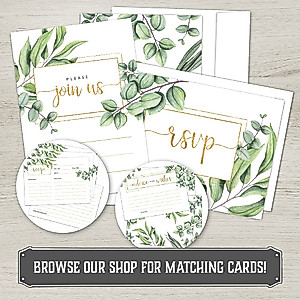 Set of 25 Fill-in Invitations with Envelopes and RSVP Cards - Greenery Gold Invites for All Occasions - Perfect for: Wedding, Bridal Shower, Engagement, Birthday Party, Baby Shower (25 Pack)