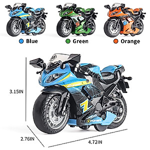 MING YING 66 Toy Motorcycle - Pull Back Toy Car with Sound and Light Toy,Toy Motorcycles for Boys,Toys for 3-9 Year Old Boys (Orange)