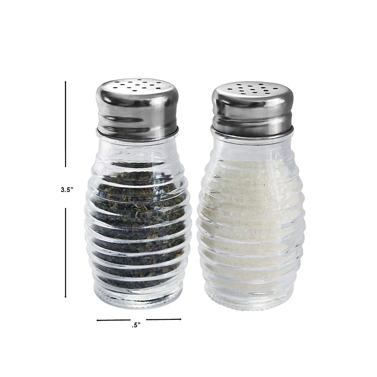 HOME BASICS Beehive-Style Glass Shakers Salt and Pepper Set, 2.5 oz, Clear