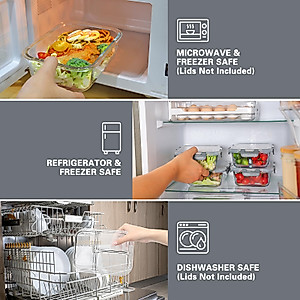 Moretoes Glass Food Storage Containers, 6pcs, 35oz, Glass Bento Box, Glass Meal Prep, Airtight Storage Container, Glasslock Container, Clear Containers