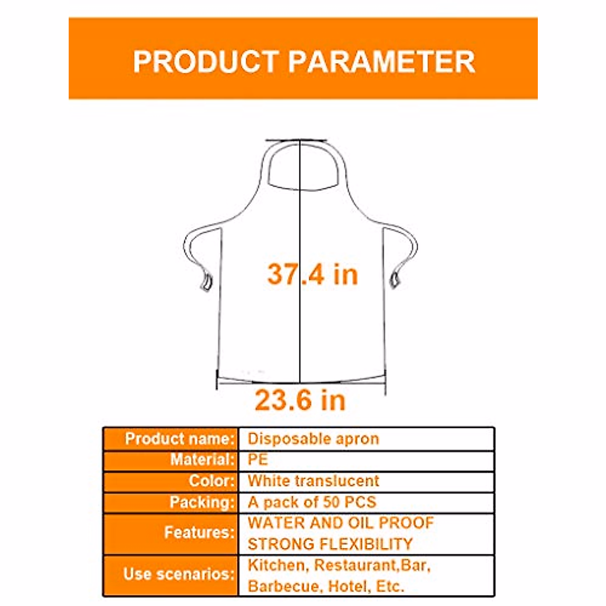 UniPleased Disposable Aprons (50 Count), Plastic apron for Painting Party, Cooking, Housework, Picnic etc.