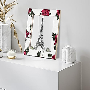 POFATO Red Rose Art Pattern 8x10 Picture Frame Wood Photo Frame for Tabletop Display Wall Mount Picture Frame Display 8 x 10 Inch Photo Wall Decor Home Gift Frames