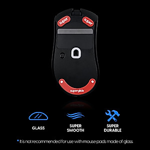 Superglide2 - New Controllable Speed Textured Surface Smoothest Mouse Feet/Glides Made with Ultra Strong Glass Smooth and Durable Sole for Razer DeathAdder V3 Pro [Red]