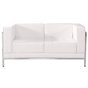 Flash Furniture HERCULES Imagination Series Contemporary White LeatherSoft Loveseat with Encasing Frame