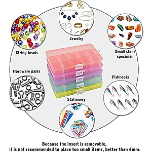 SGHUO 5pcs 15 Grids Bead Case Storage Organizer Small Plastic Jewelry Organizer Box