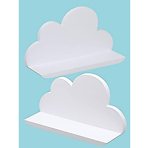 lieomo White Wooden Cloud Shelf Handmade for a Children’s Nursery Floating Shelf Design Shelving Baby Bedroom Decor Cloud Shelves Kids Room Wall Decor