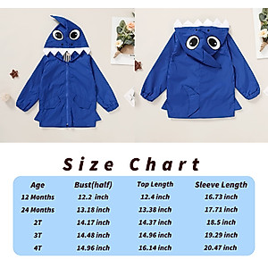 Toddler Baby Boy Girl Shark Raincoat Cute Cartoon Hoodie Zipper Coat Outfit (Blue, 3T)