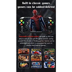 CZT 5.1-inch multi-function video game console color crystal buttons built-in 9600 games MP3MP4 lithium battery game archive AV OUT DV/DC hand-held gaming device (Black)
