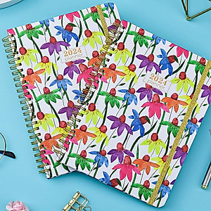 2024 Monthly Planner/Monthly Calendar - Daily Weekly Monthly Planner with Tabs, 8.5" x 6.4", Elastic Closure, Inner Pocket, Floral Agenda Organizer