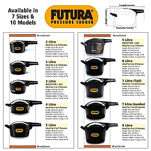 Futura Hawkins 3-Litre Hard Anodized Induction Compatible Pressure Cooker, Small, Black