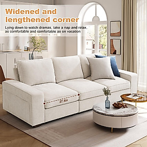 COOSLEEP 3 Seater Sofa Couch with Storage Layer, Removable and Washable Cushion Cover, Modern Sofa-100 Sofa with Solid Frame up to 1200Lbs, Couches for Living Room, Beige Chenille