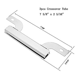 Uniflasy Grill Replacement Parts Kit for Brinkman 810-3660-S, 810-3661-F, Includes Grill Burner Tube Pipe, Heat Plate Shield/Heat Tent/Burner Cover/Flame Tamer, Crossover Channel Tube