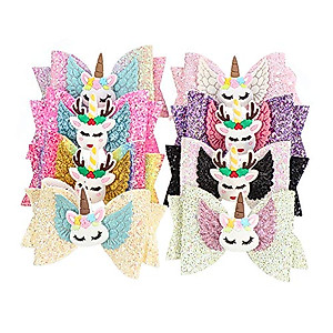 Minkissy Decorative Hair Clips 8Pcs Bow Hair Clips Christmas Reindeer Glitter Hairpins Sequins Barrettes Alligator Clips Girls Hair Accessories Girl Hair Clips