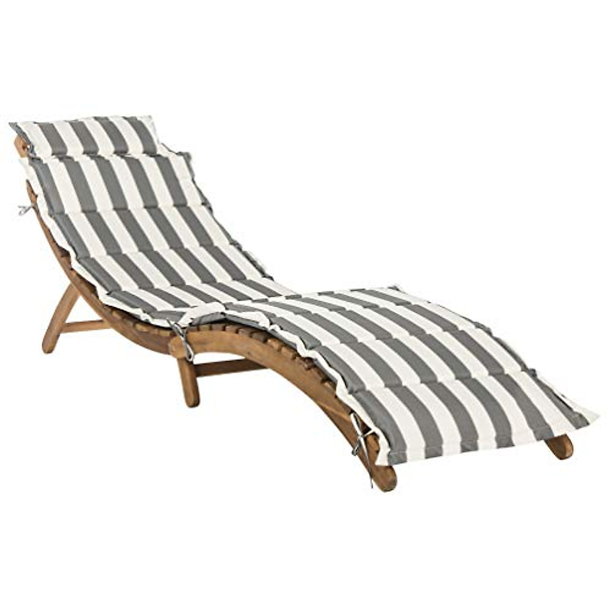 SAFAVIEH-Outdoor Collection Pacifica Natural/ Grey Stripe Cushion 3-Piece Chaise Lounge Set with Table
