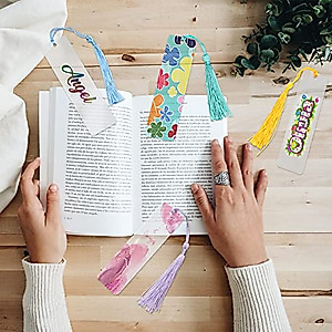 30 Pcs Acrylic Bookmark Blanks with 30 Pcs Tassels, ZYNERY Unfinished Transparent Bookmarks, Double Sided DIY Rectangle Bookmarks for Women, Kids, Book Lovers (3.2 x 12 cm/ 1.3 x 4.7 Inch)